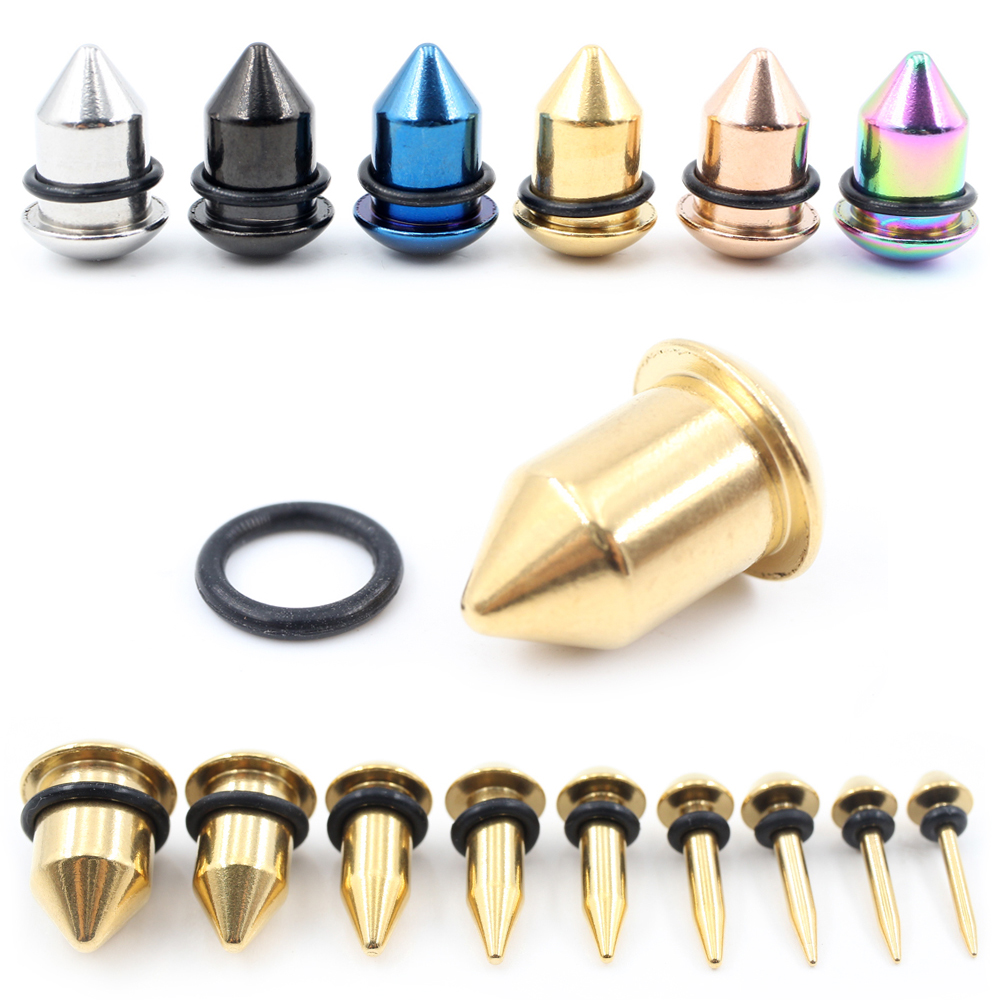 Alisouy 2 Pieces Stainless Steel Bullet Spike Cone Ear Gauges Taper ...