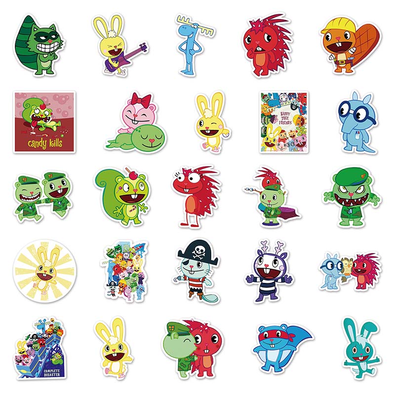 50pcs Happy Tree Friends Animated Sticker Water Cup Stationery Phone ...