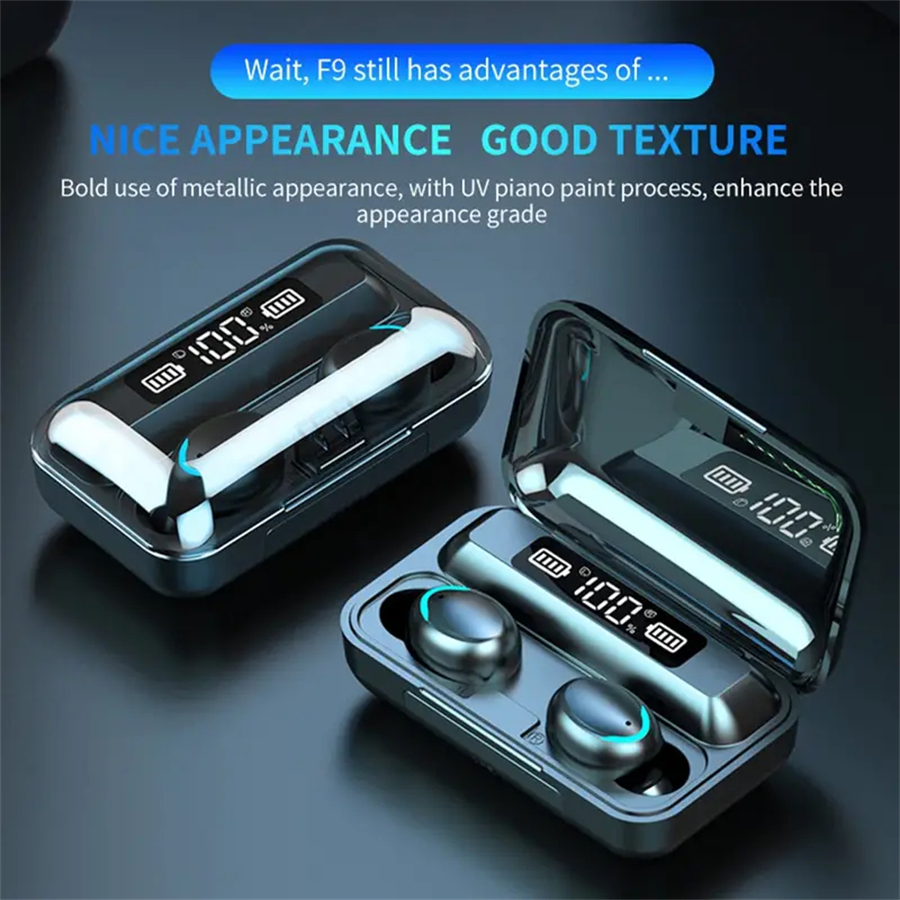 F9 Earbuds TWS Wireless Bluetooth Earphone Noise Reduction HIFI Stereo ...