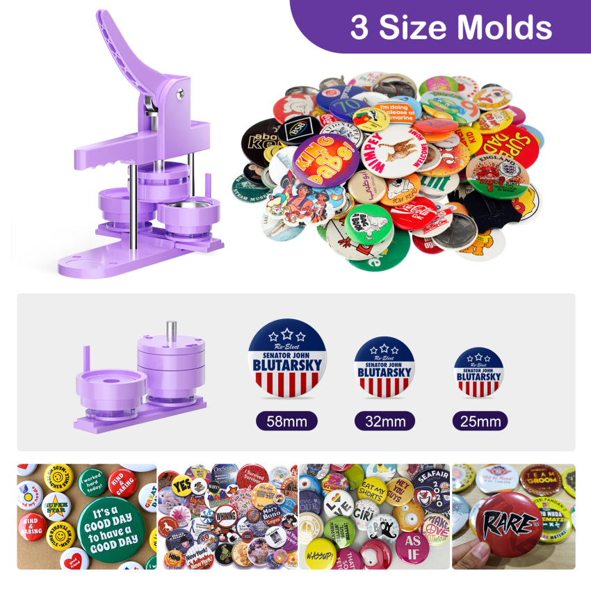 Local delivery+COD 3 in 1 Button Badge Maker Machine with 25/32/58mm ...