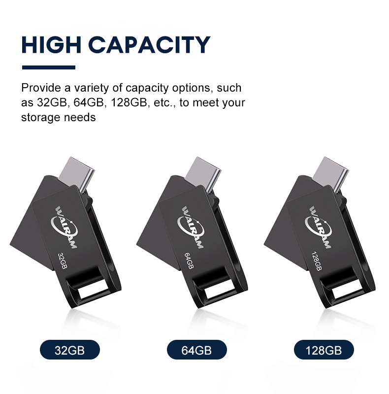 WALRAM 64GB Type-C Flash Drive 32GB 64GB 128GB High Speed USB2.0 for PC ...