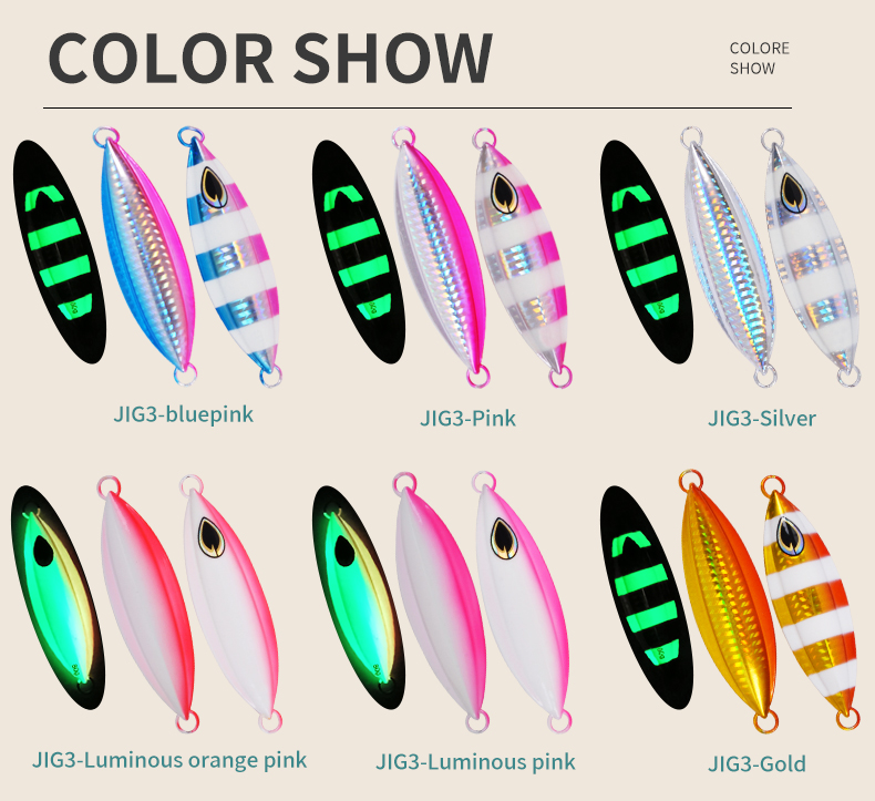 TEASER【J3】40g 60g 80g 100g 150g 200g Slow Metal Jigging Lure Saltwater Fishing Lure Casting Jigs ...