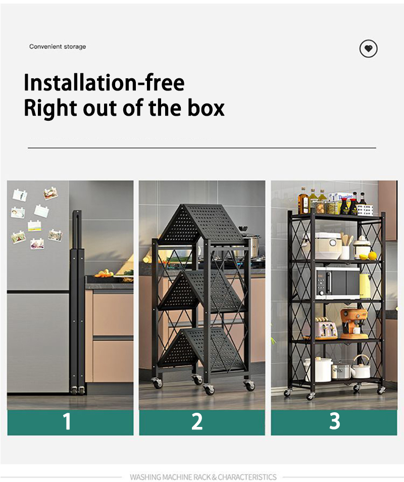 [Foldable] 5-layer kitchen metal rack high load bearing storage rack ...