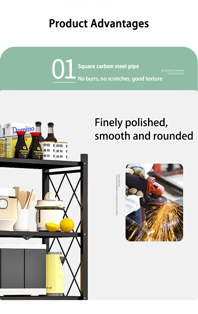 [Foldable] 5-layer kitchen metal rack high load bearing storage rack ...