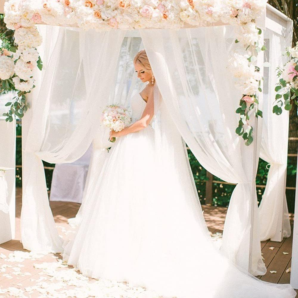 2pcs/1pc 1.6*2m White Ivory Wedding Curtain Backdrop Wedding Decor ...