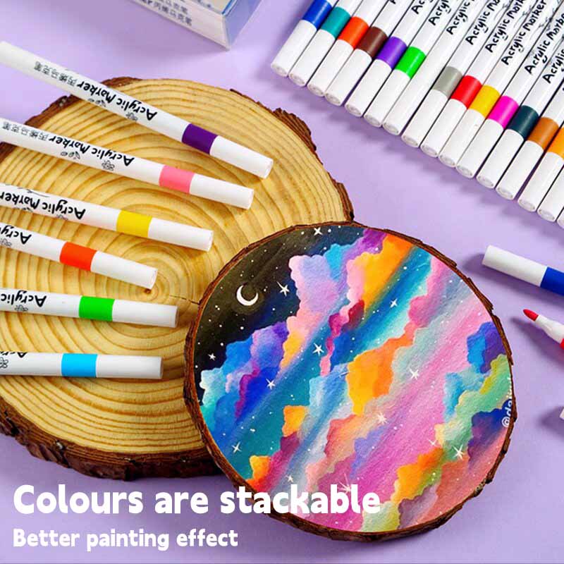 12-80 Colors Acrylic Marker Pen Set Colored Highlighter Pen Drawing ...