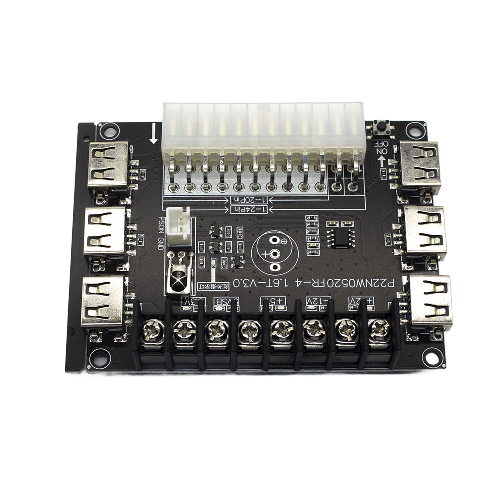 24 Pins ATX Power Supply Breakout Board and Acrylic Case Kit Module ...