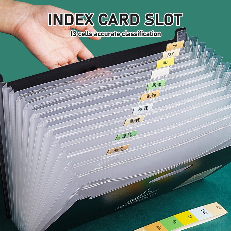 13 Pockets A4 Horizontal Expanding File Folder PP Envelope Desk File ...