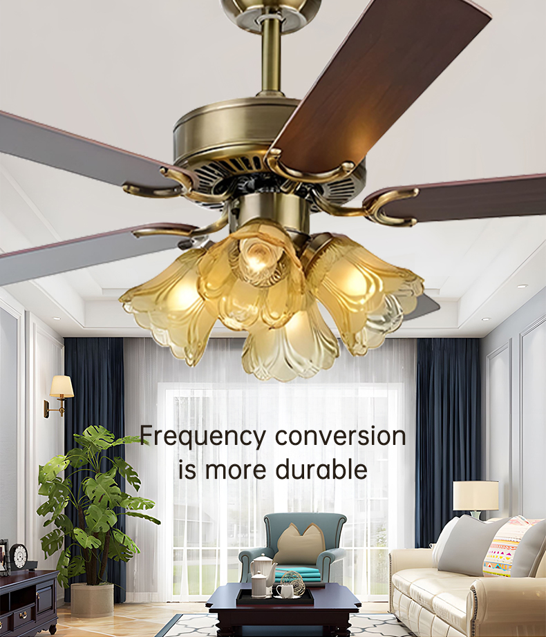 GEJIESE Nordic 42/48inch Wooden ceiling fan with light large wind power ...