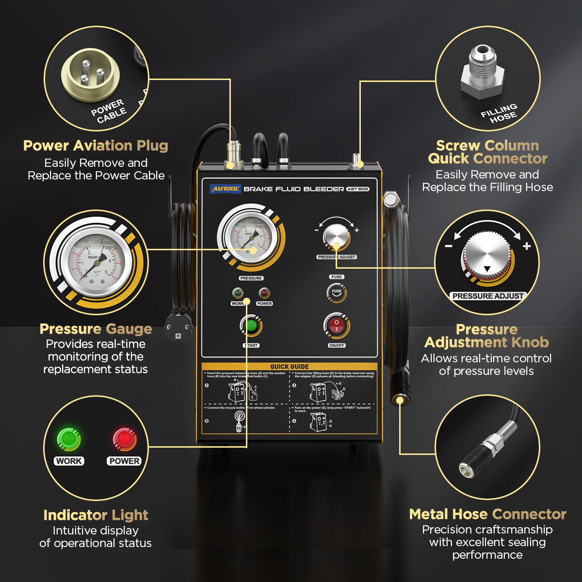 AUTOOL AST603 Brake Fluid Bleeder Brake Oil Exchanger 110V/220V Smart Control Technology ...