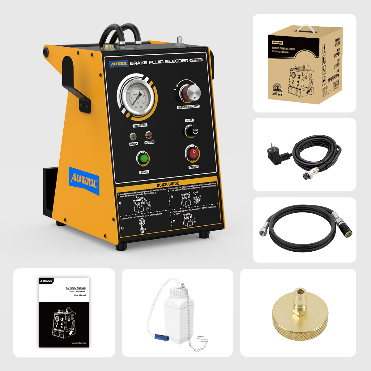 AUTOOL AST603 Brake Fluid Bleeder Brake Oil Exchanger 110V/220V Smart Control Technology ...