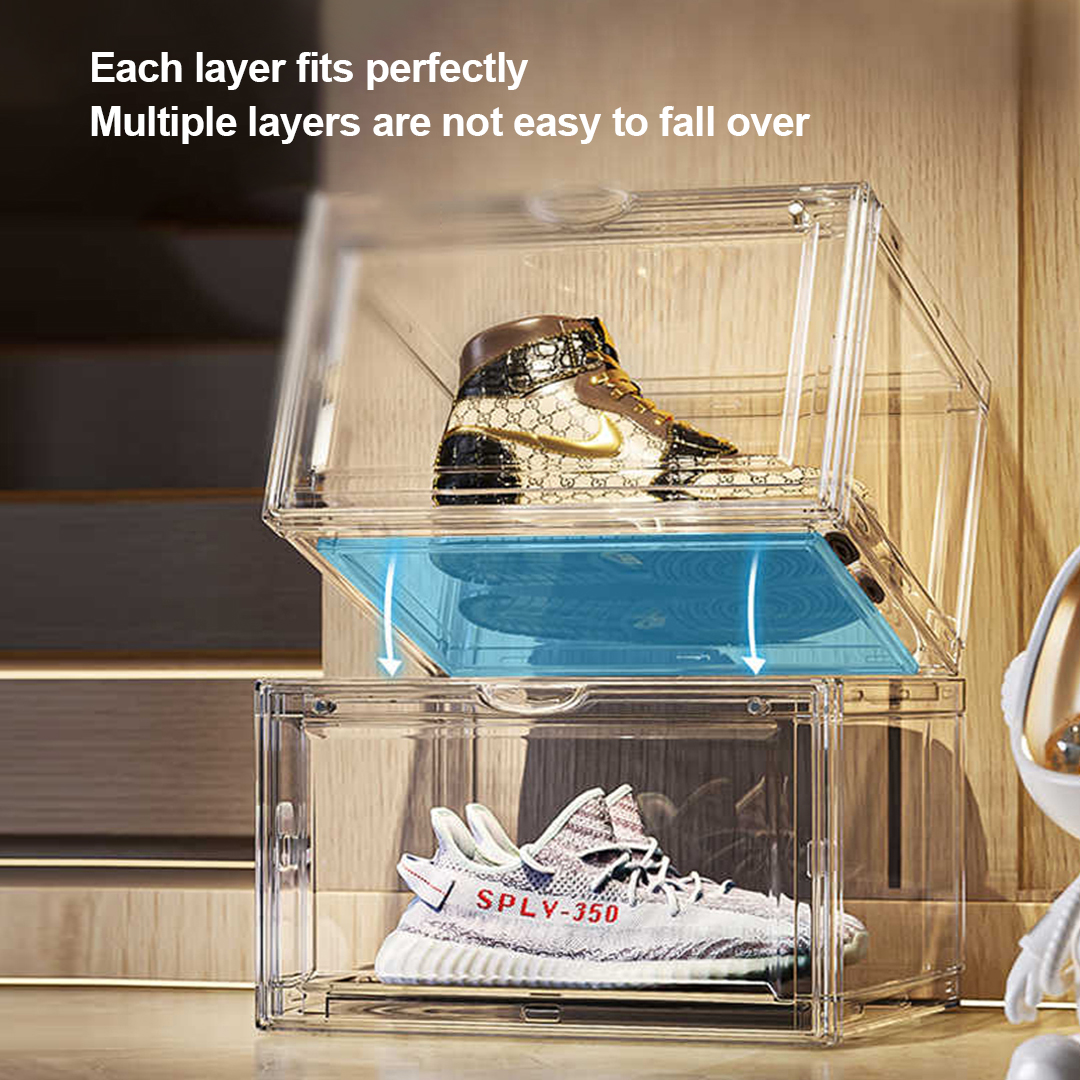 Shoebox Acrylic transparent shoebox Front Drop Side open Magnetic Dust ...