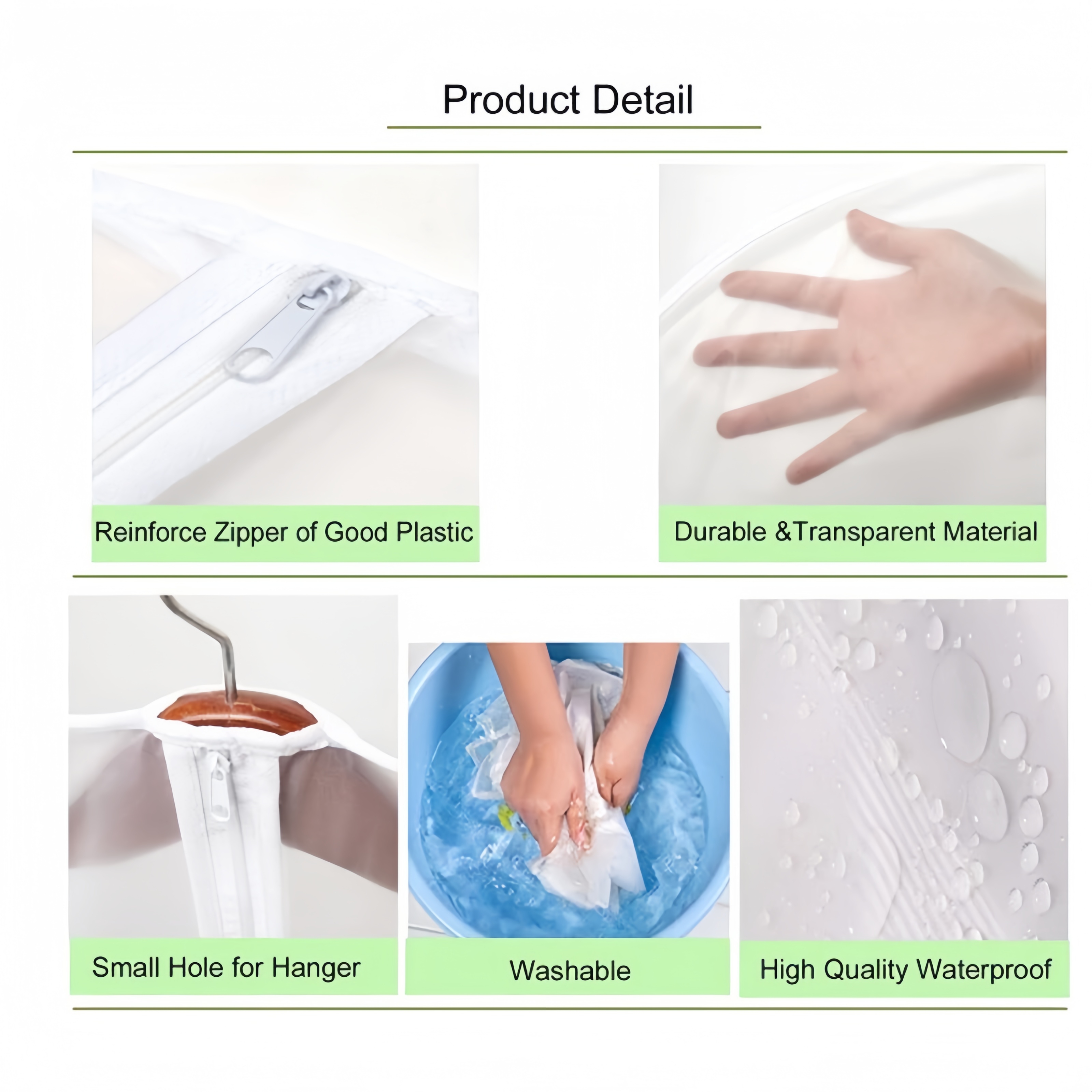 PEVA Clothes Cover Dust Cover Gown Cover with Zipper Clothes Protector ...