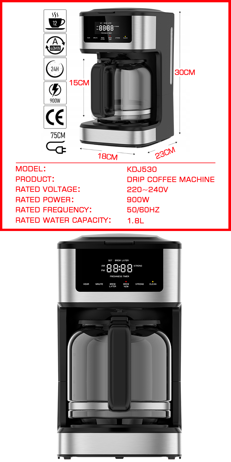 Lahome Espresso Drip Coffee Maker Machine HOT/ICE Americano Touch ...