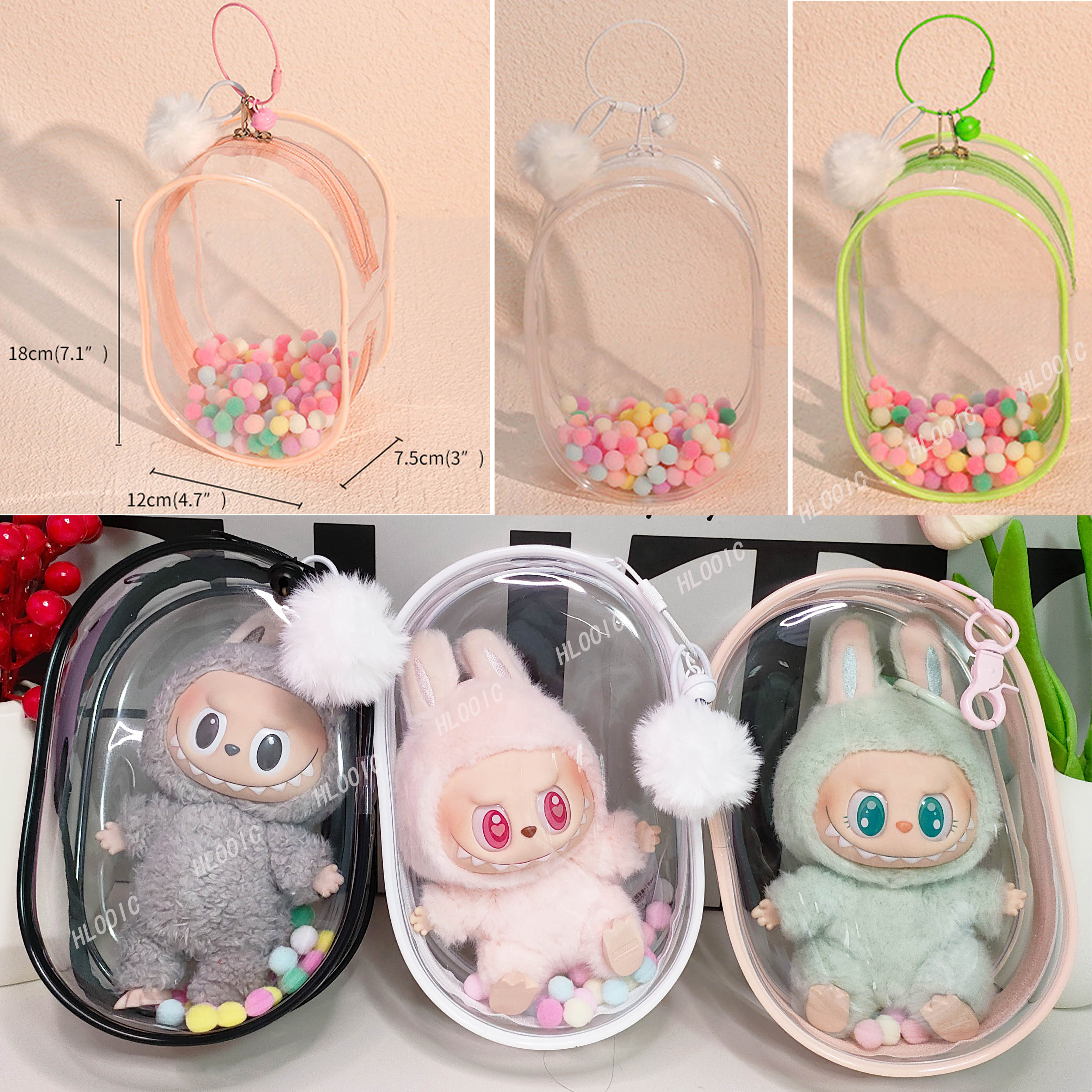 15cm 17cm Labubu V1 V2 Outdoor Bag for Labubu Macaron Liila Upset Duck ...