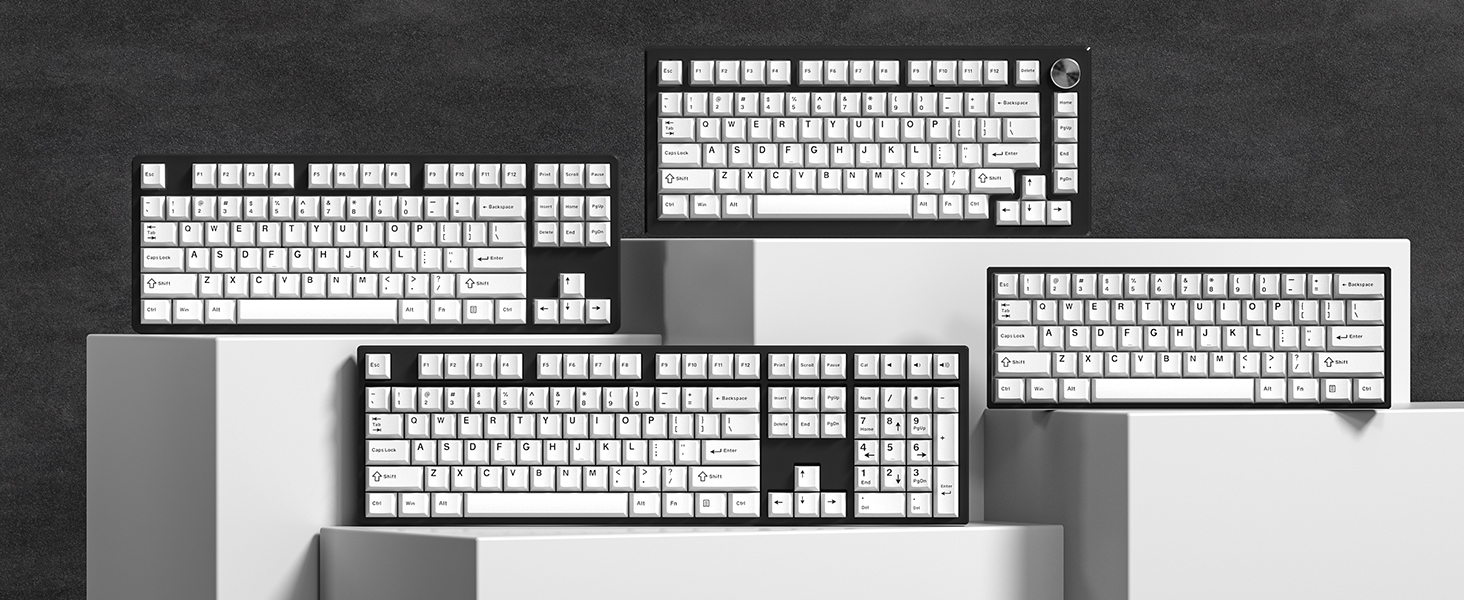 Womier Pure White 122 Keys Retro Keycaps Double Shot PBT Key Caps Set ...