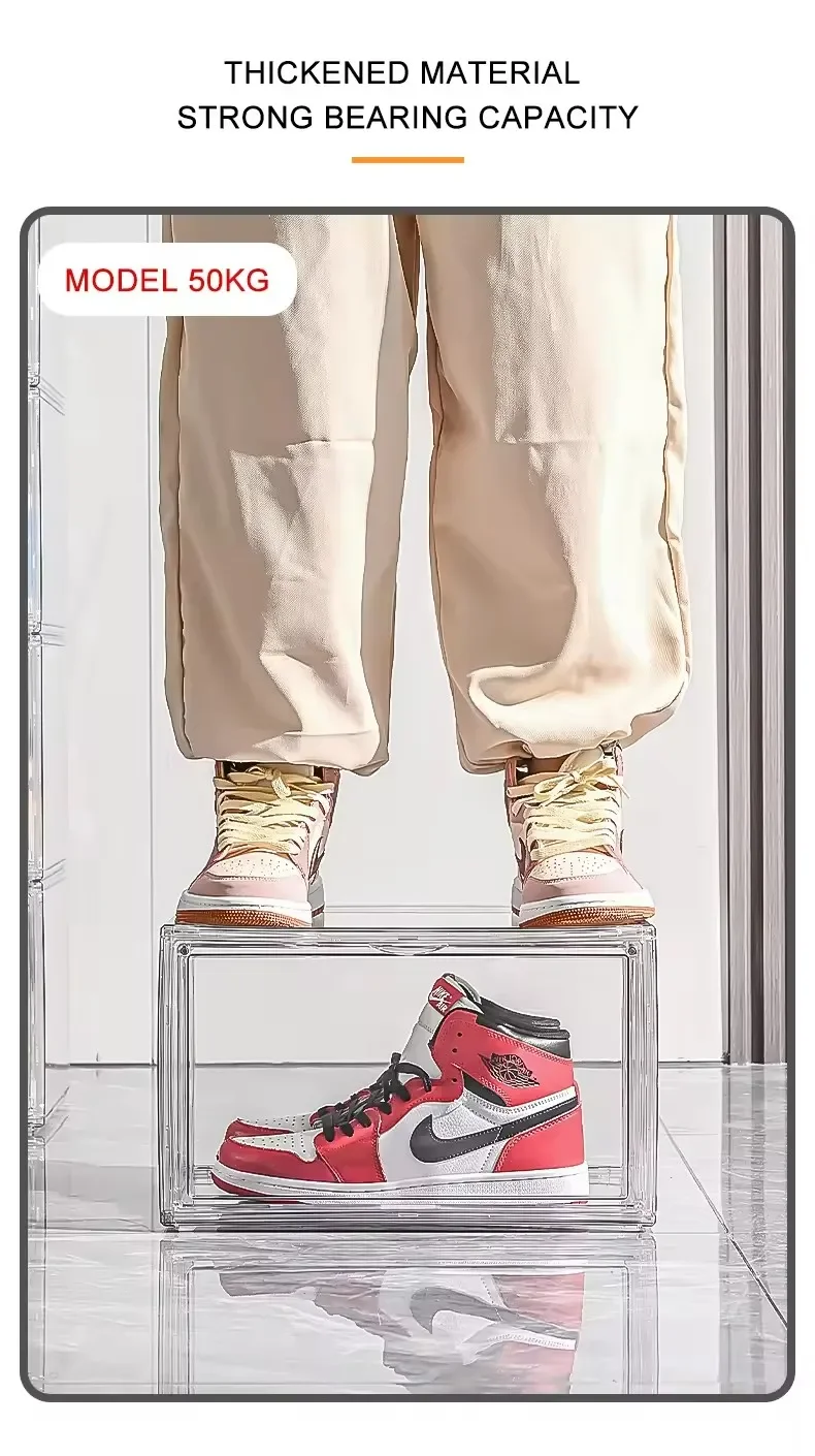 【Side & Front Open】Acrylic Shoe Box Clear Shoe Box Magnetic Stackable ...