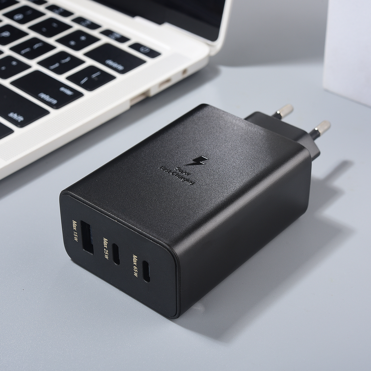 Original 65W 3 Ports Adaptive Fast Charger Adapter USB Type C + USB-A ...