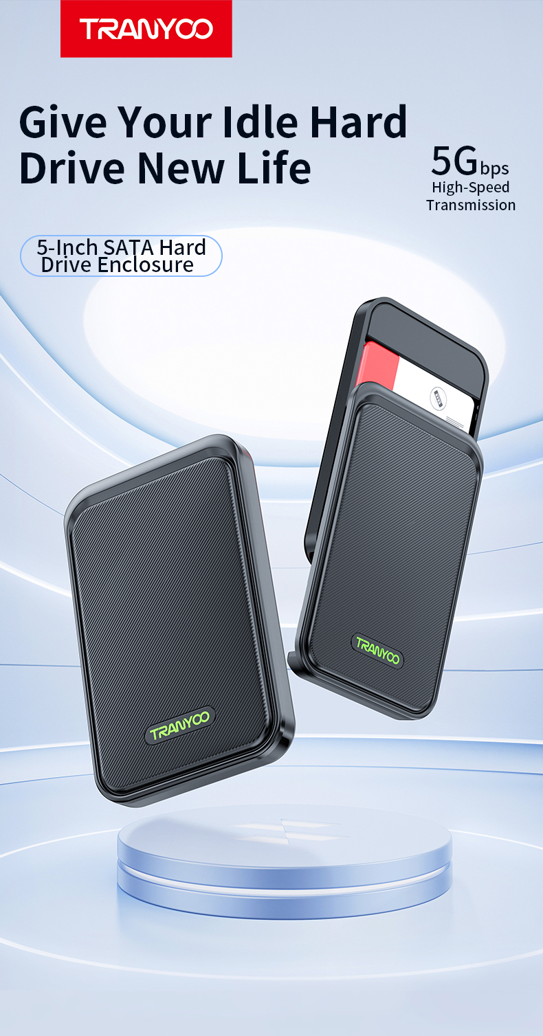 Tranyoo EP3 HDD Enclosure 2.5 Inch HDD Sata To USB 3.0 Supports 6TB Portable Hard Drive SSD Case ...