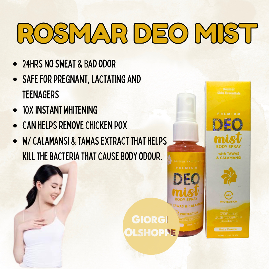 ROSMAR DEO MIST | NEW PACKAGING for body odor whitening 48 hour ...