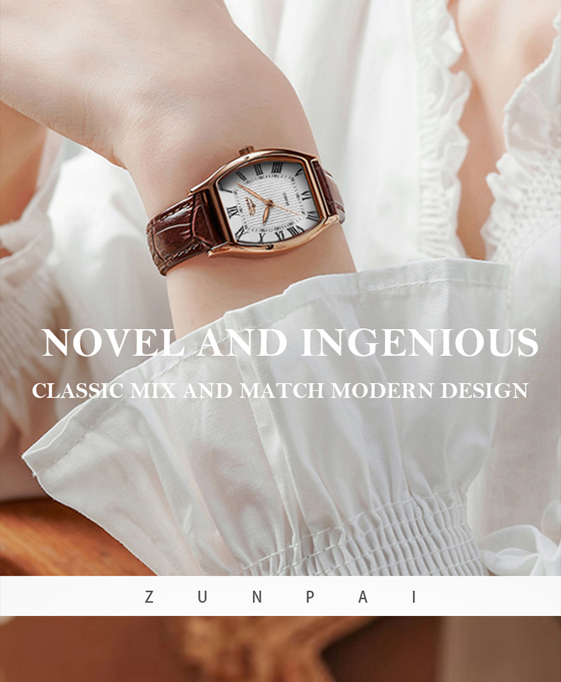 ZUNPAI Watch for Woman Original Waterproof Leather Fashion Girls Quartz ...