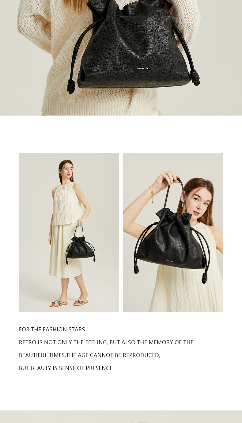 Bostanten Fashion Simple Drawstring Bag Handbag Pu Leather Bag Women ...