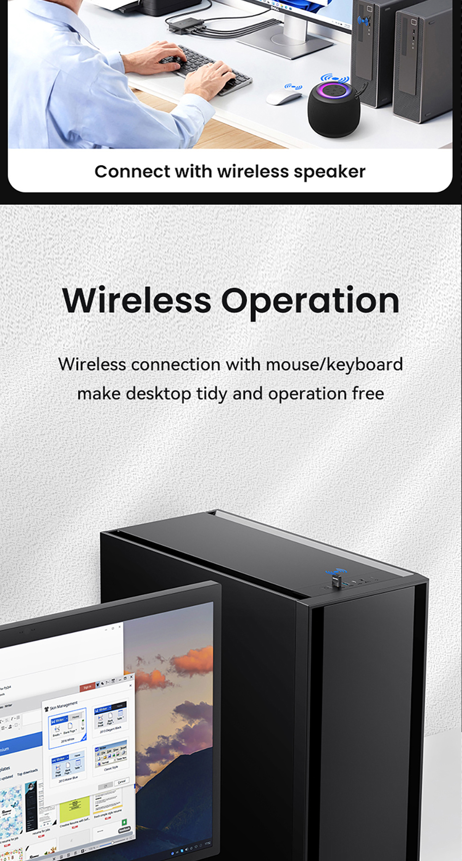 USAMS USB Bluetooth 5.1 Adapter Transmitter Receiver Wireless Mouse ...