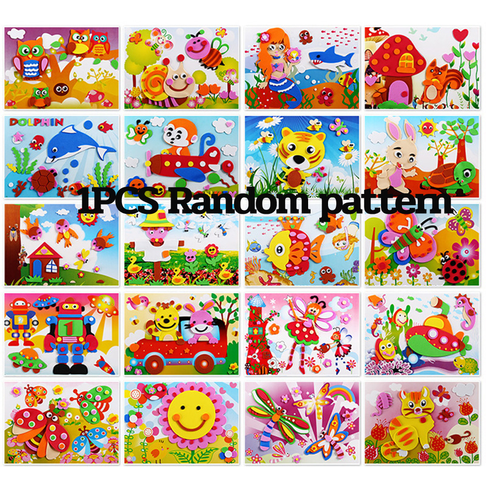iBliver EVA Foam Stickers Mosaic Sticker Art Kits for Kids,DIY Cartoon ...