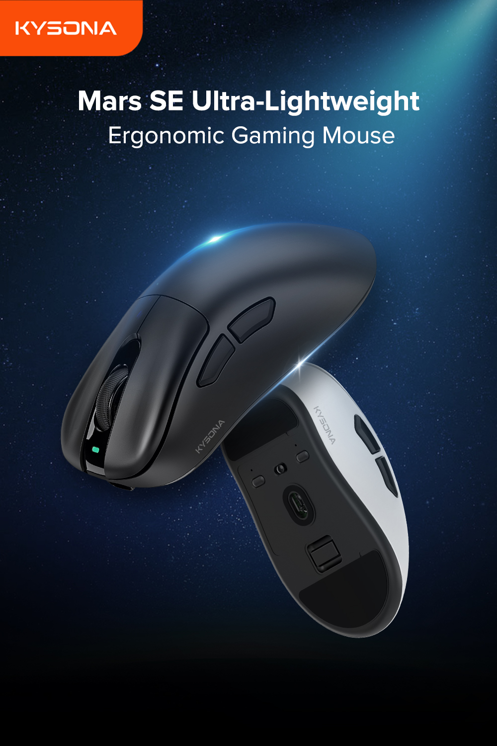 KYSONA Mars SE Wireless Gaming Mouse Ergonomic Ultra-Light Tri-Mode ...