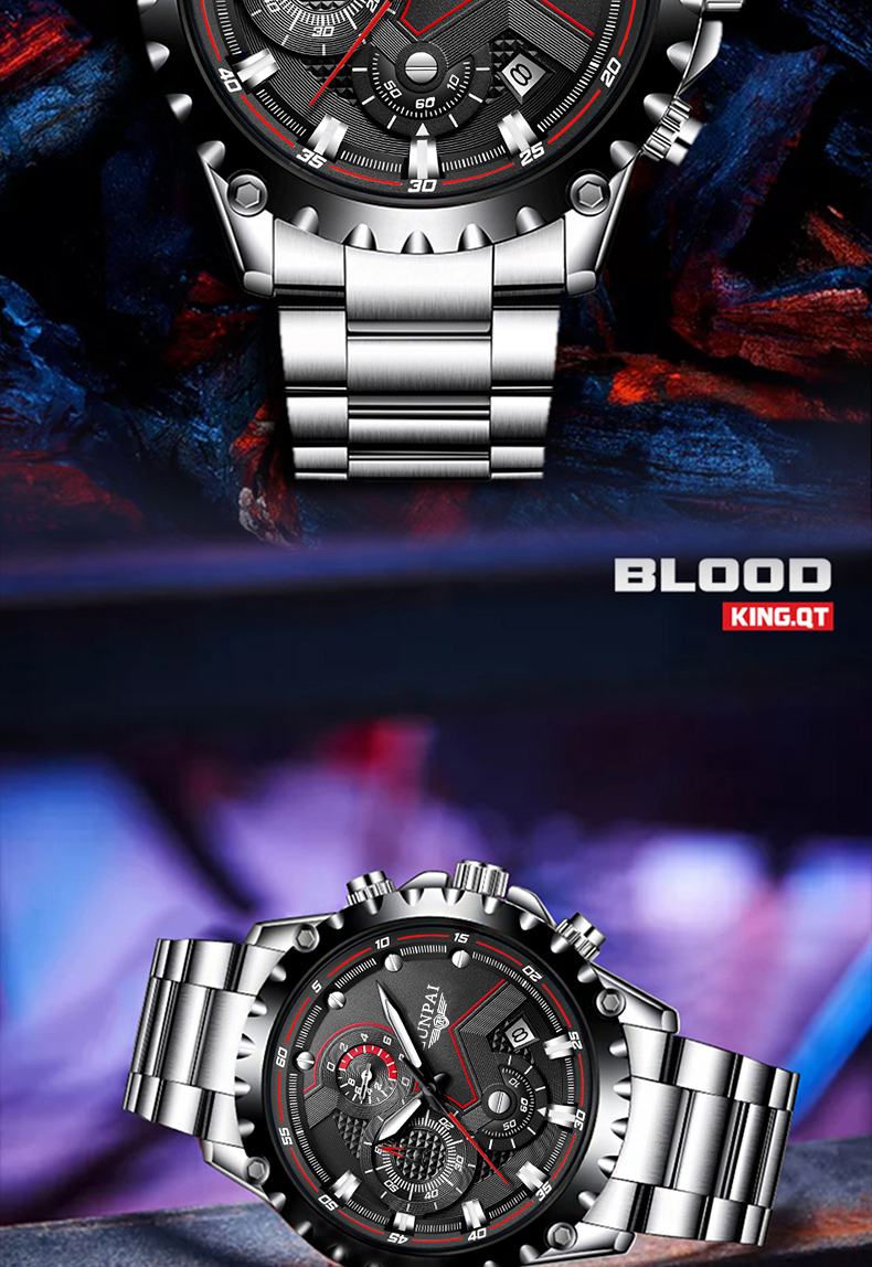 ZUNPAI Wrist Watch for Men Original Waterproof Stainless Steel Silver ...