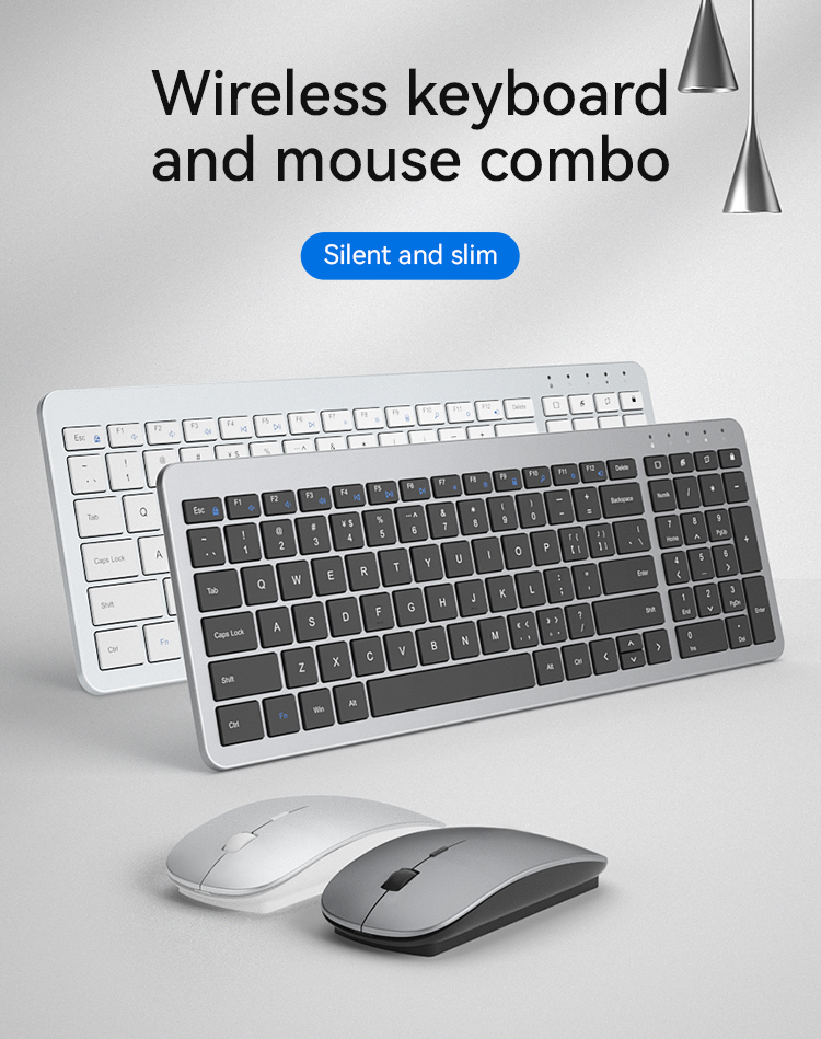 BOW Ultra Thin Wireless Keyboard and Mouse Set HW198D-2 USB Portable ...