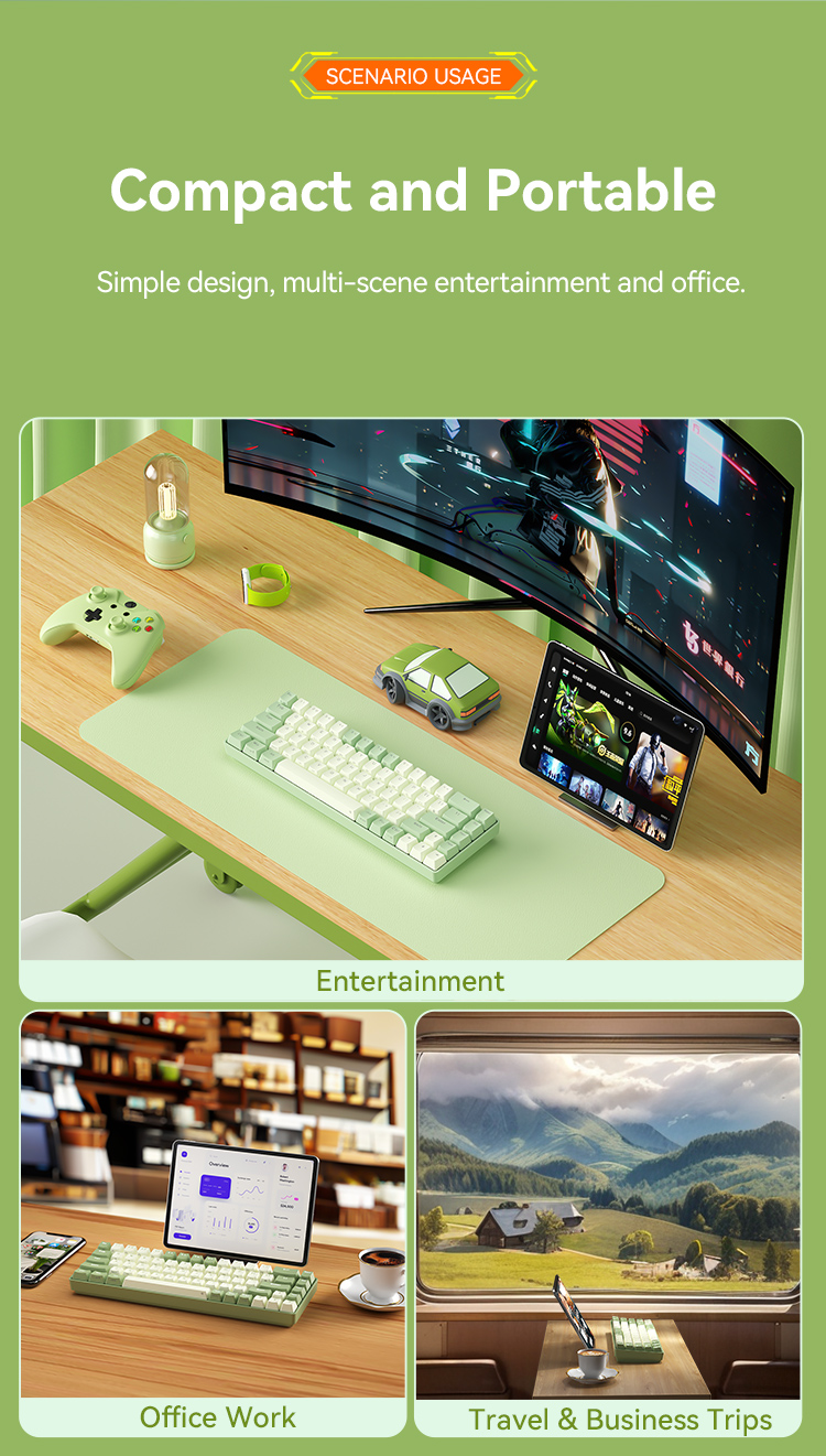 BOW G62D Mini Dual-mode Mechanical Keyboard 2.4G USB BT Wireless White ...