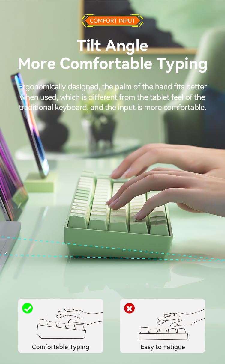 BOW G62D Mini Dual-mode Mechanical Keyboard 2.4G USB BT Wireless White ...