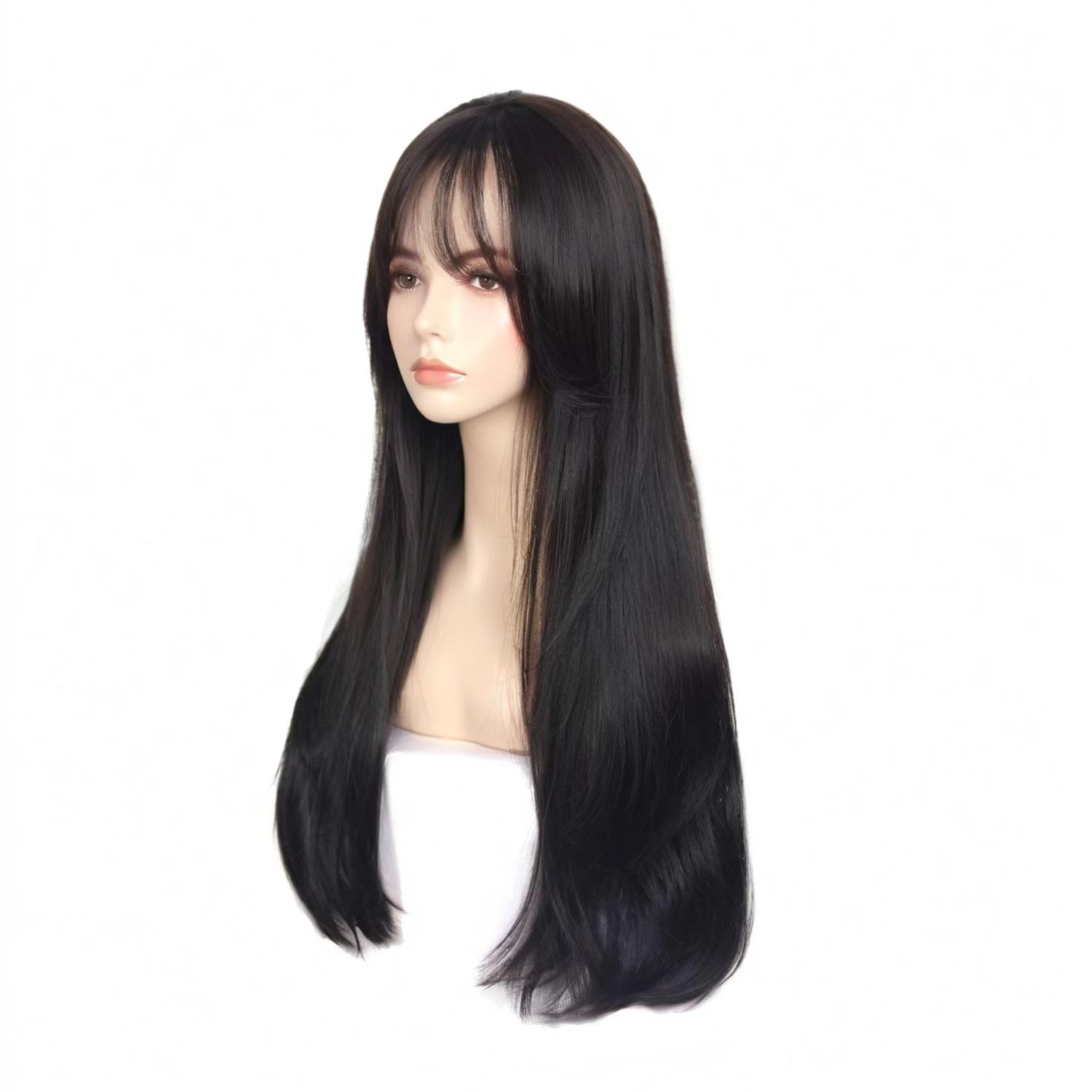 Korean Wigs For Woman Female Long Hair Realistic Natural Full Head Wig ...