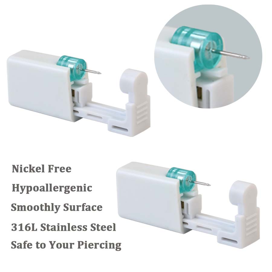 2PCS Disposable Ear Piercing Gun with Built-in Gold Ear Studs-Safety ...