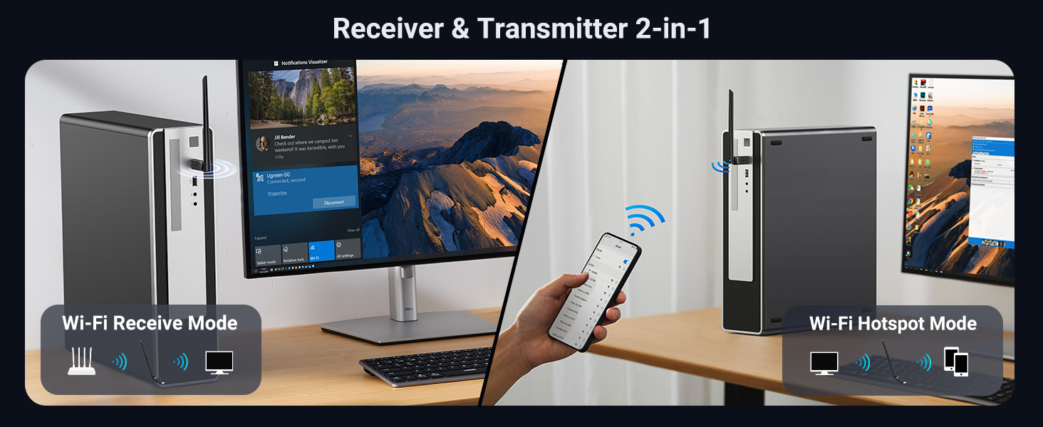 UGREEN WiFi6 Adapter 886Mbps 5Ghz&2.4GHz Dual-Band AX900 High Gain ...