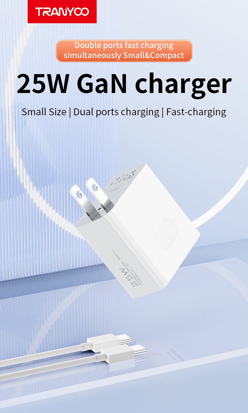 Tranyoo US6 Type C Fast Charger 25W Max Fast Charge Type-C & USB A Dual ...