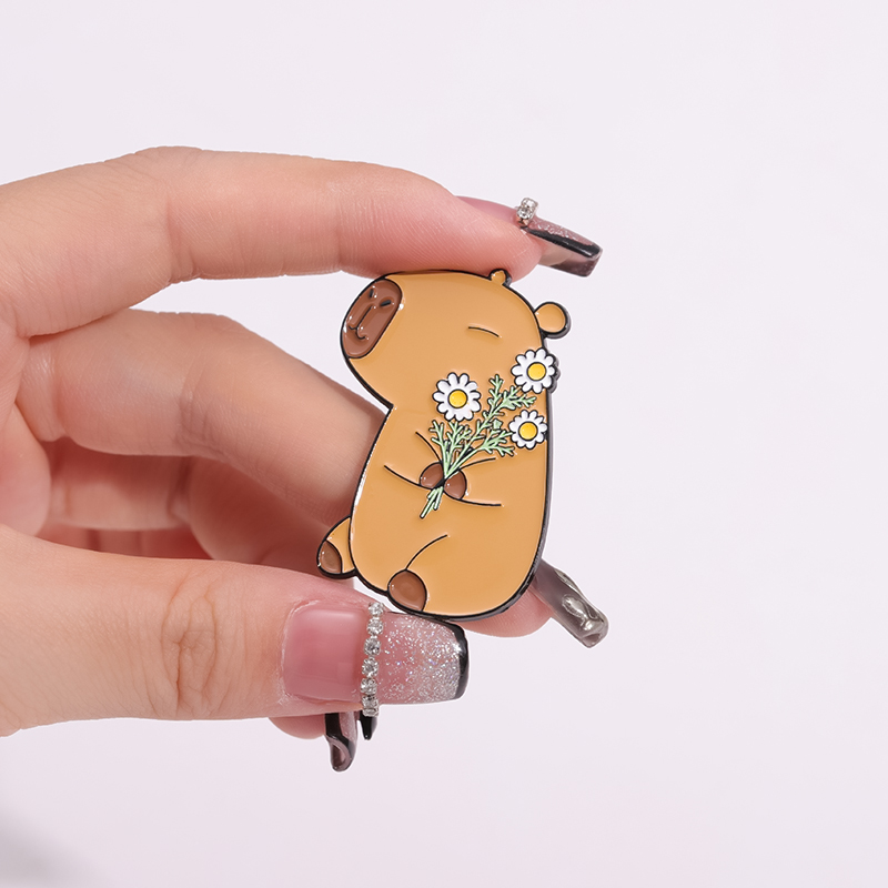 Couple Capybara Enamel Pins Am Pm Coffee Wine Cup Brooches Lapel Badges ...