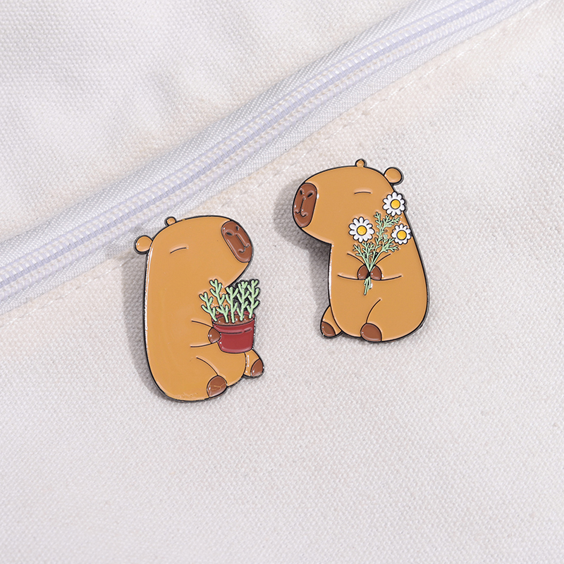 Couple Capybara Enamel Pins Am Pm Coffee Wine Cup Brooches Lapel Badges ...