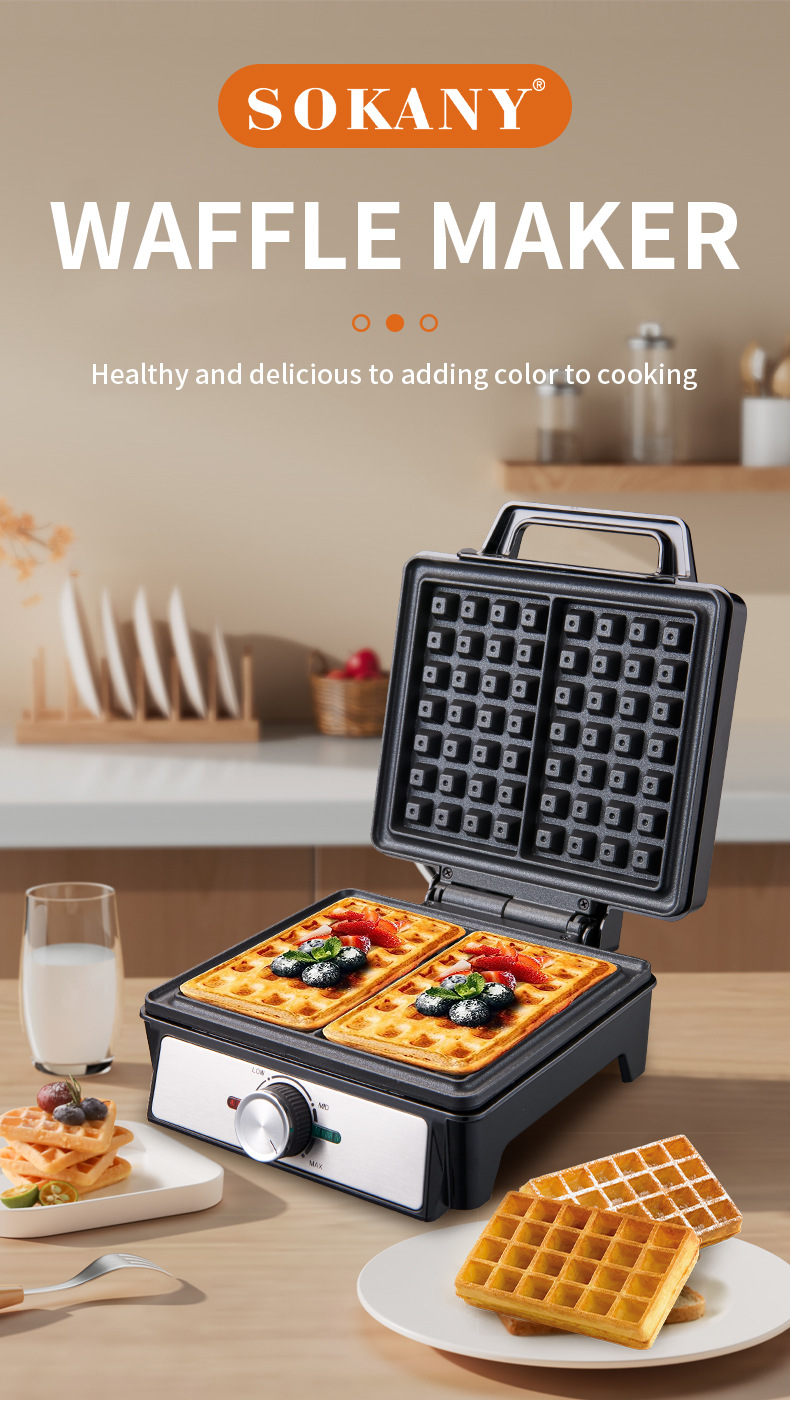 SOKANY Electric Waffle Maker Machine Big Waffle Maker Non Stick Pan ...