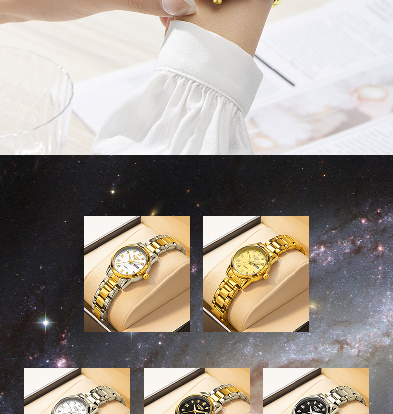 ZUNPAI-264 Watch for Woman Original Waterproof Stainless Steel Gold ...