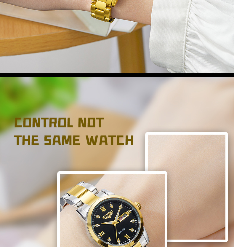 ZUNPAI-264 Watch for Woman Original Waterproof Stainless Steel Gold ...