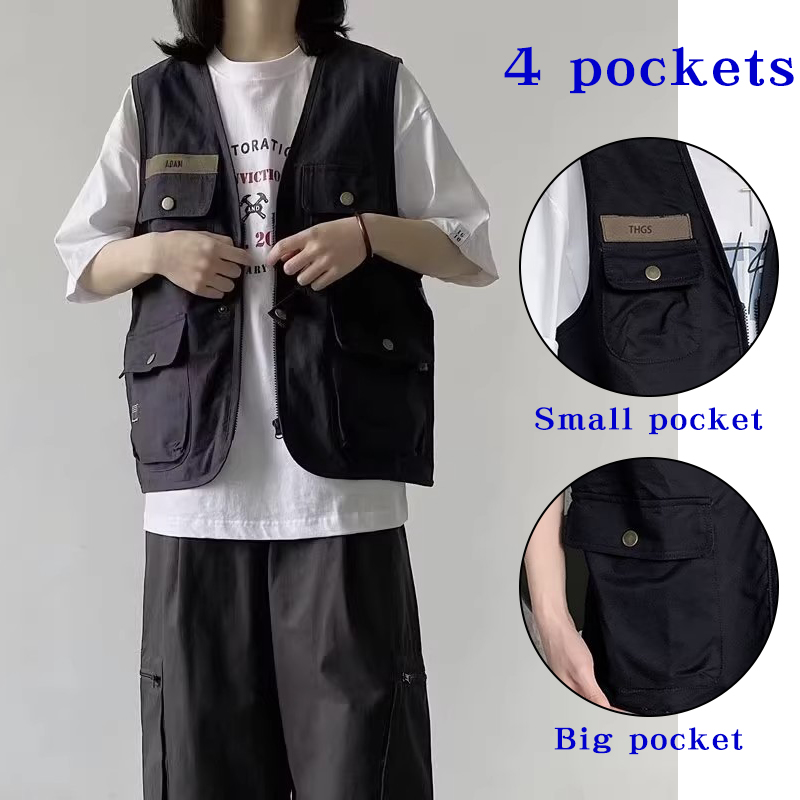vest for men Sleeveless terno vest American multi-pocket vest top plus ...