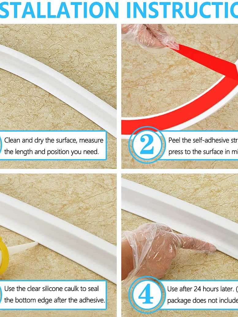 【24h Ship】Self-adhesive Kitchen Bathroom Free Bending Water Barrier ...