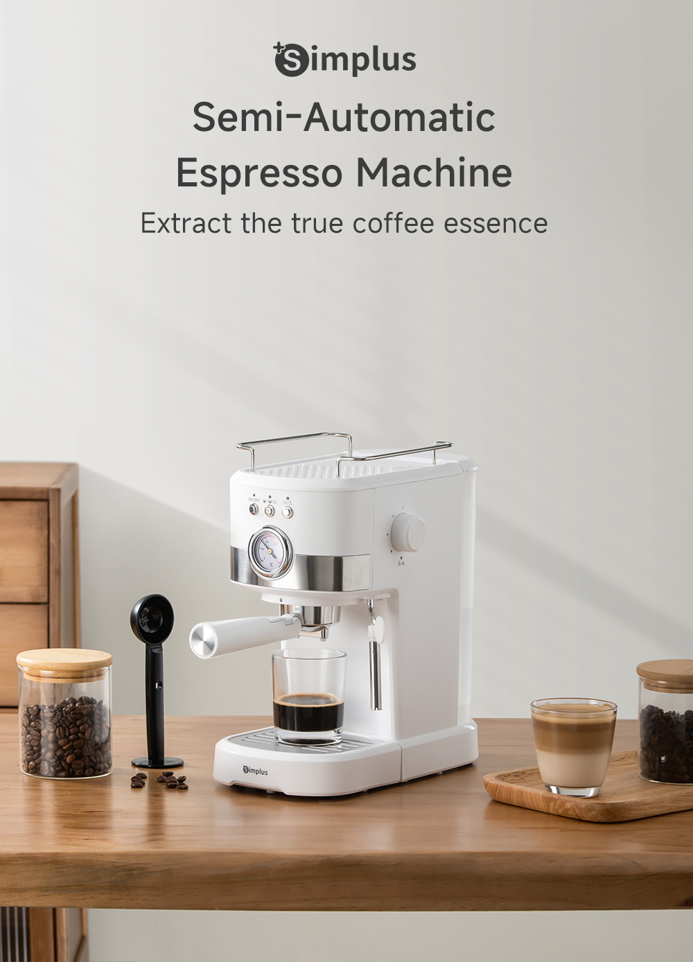 Simplus Espresso Coffee Maker Machine With Milk Frother Wand Coffee ...
