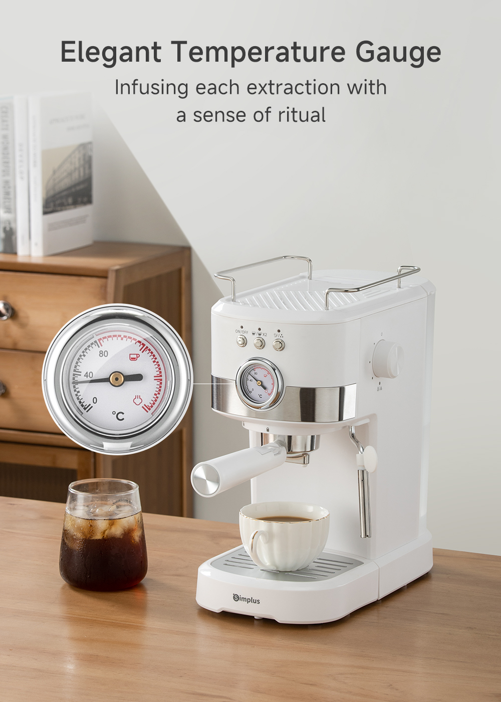 Simplus Espresso Coffee Maker Machine With Milk Frother Wand Coffee ...
