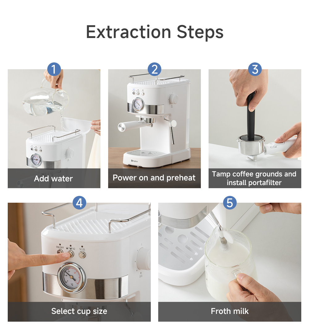 Simplus Espresso Coffee Maker Machine With Milk Frother Wand Coffee ...