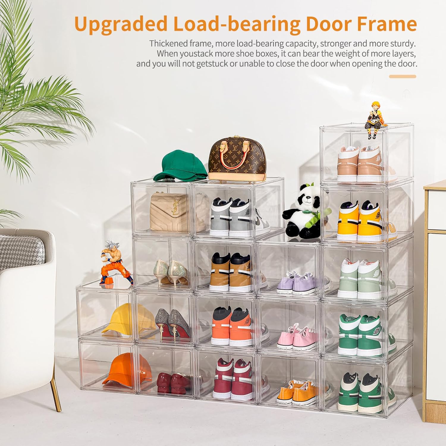 Acrylic magnetic side-opening shoe box stackable large sneaker ...