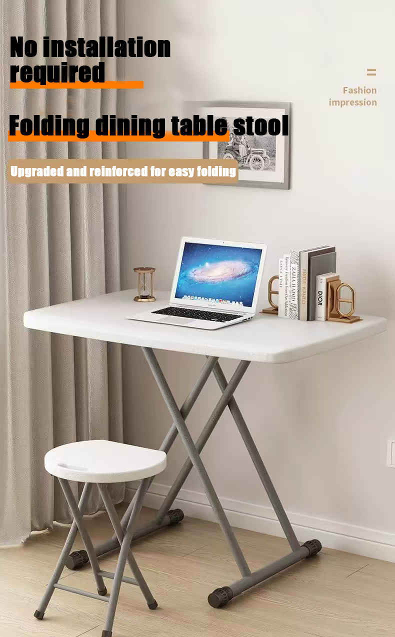 Portable Foldable Table Adjustable Height Side Table Durable Folding ...