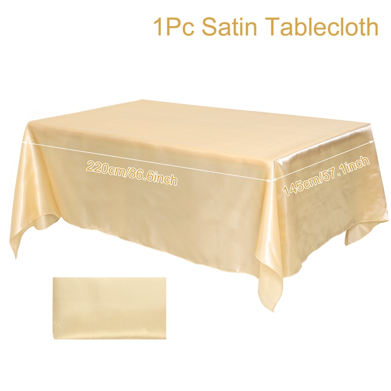 220*145cm Satin Table Cloth For 6 Seater Rectangular Solid Color Table ...